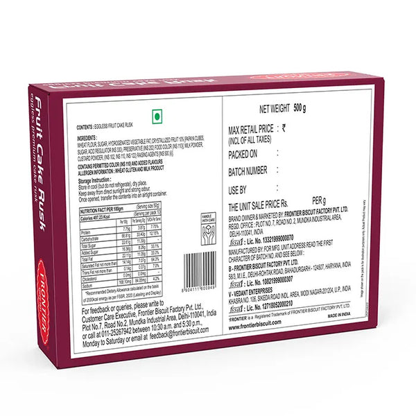 Buy FRUIT CAKE RUSK PACK (500 GM) Online - Frontier Biscuit